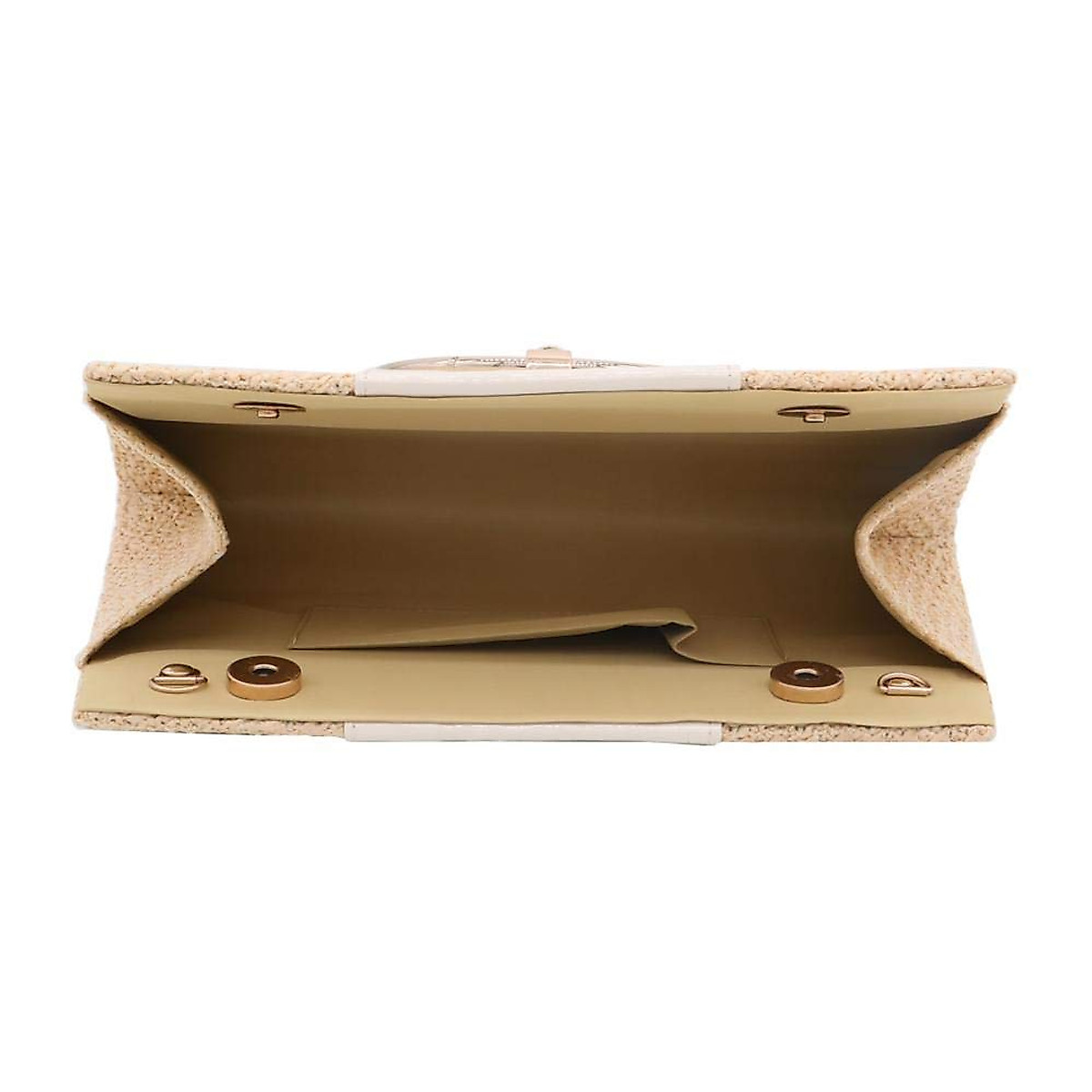 Bamboo Handbag Handmade Tote Bamboo Purse Straw Beach Bag for Women (White)