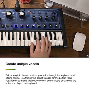 Novation MiniNova Analogue Modelling Compact 37 Mini-key Synth – Tough, compact, powerful mini-synth with pitch-correcting effect vocoder, 256 onboard sounds and five effects per voice layering Blue