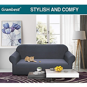 Granbest Premium Water Repellent Sofa Cover High Stretch Couch Slipcover Super Soft Fabric Couch Cover (Gray, Large)