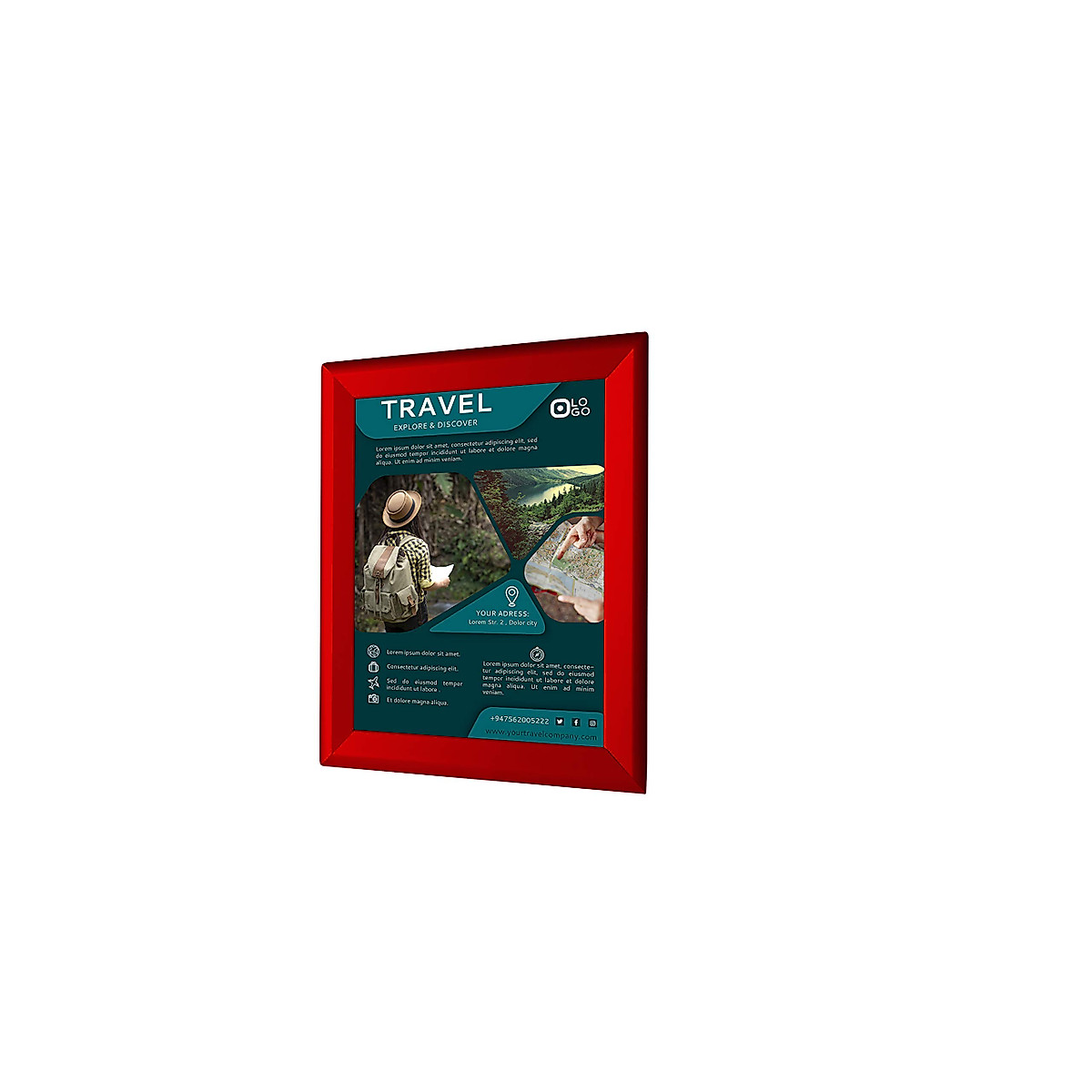 BNV Aluminum Front Load Snap Poster/Picture Certificate Frame, Red, 8.5x11 Inches, 1.25'' Profile, Wall Mounting, Portrait and Landscape Mode, Easy Installation, Anti-Glare, PVC Cover, Lightweight