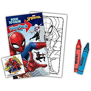 Bendon Mini Play Packs, Each with Mini Coloring Book, 2 Mini Crayons, and a Sticker,10-Pack (Spider-Man)