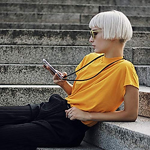 KNOK CASE Lanyard Crossbody Phone Compatible with iPhone 14 TPU case with Strap Mobile Neck Holder (Black)