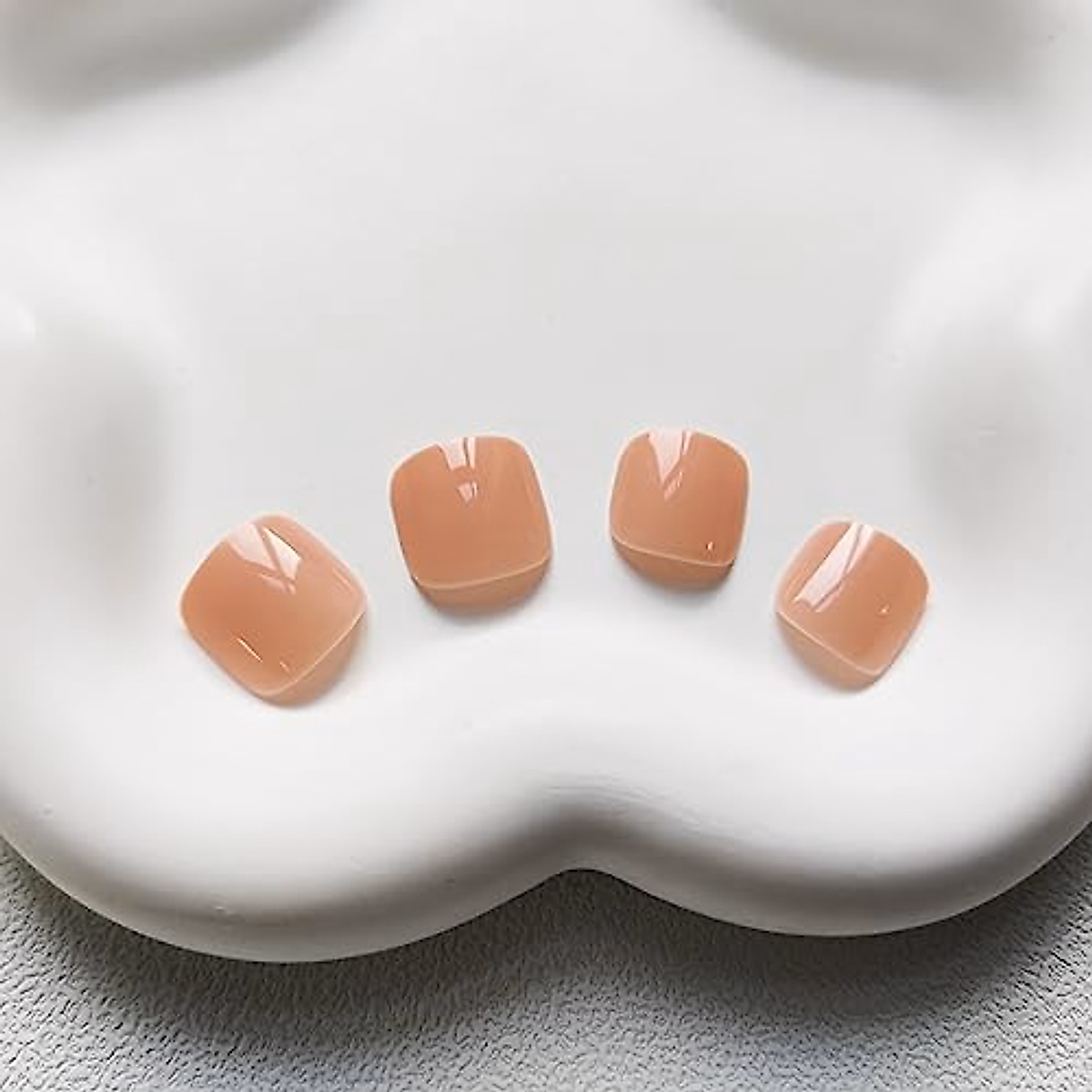 KKUUOO Solid Color Press on Toenails Short Fake Toe Nails Square Acrylic Toenails with Nude Color Design Full Cover Artificial Toenails Glossy Glue on Toenails Cute Women’s Cute Toenails for DIY Toenails 24Pcs