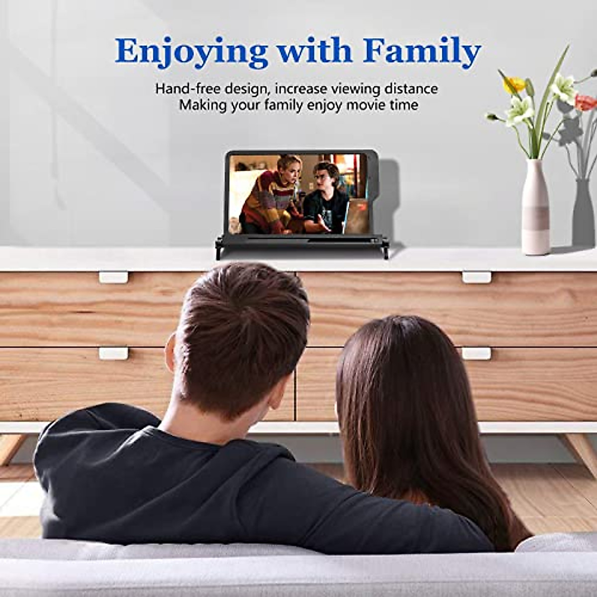 Newseego 12 ” Foldable Phone Screen Magnifier, 3D HD Horizontal and Vertical Phone Amplifier Eye-Protective Movie Video and Game Enlarger Portable Phone Holder Screen Magnifier for Smartphones.