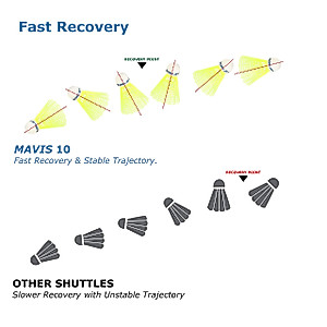 YONEX Mavis 10 Badminton Shuttlecocks - Tube of 6, Colour- Yellow, one Size, K-REY-YX10Y