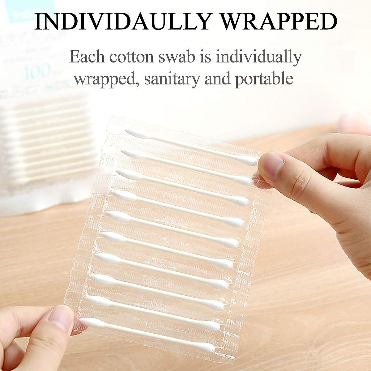 Sppry Olive Oil Makeup Remove Cotton Swabs - Individually Wrapped Double Tipped Paper Sticks, 100 Count (Round/Pointed End)