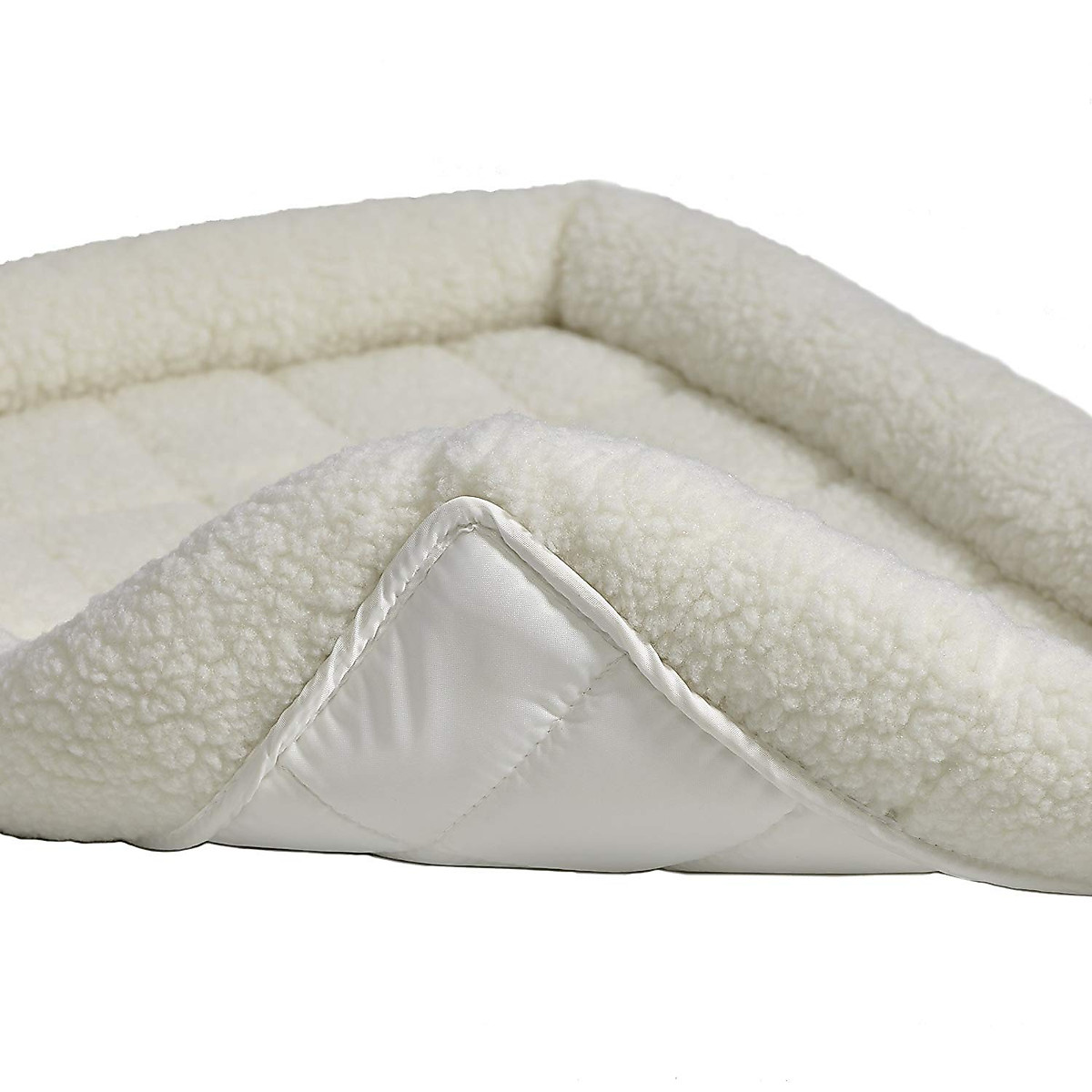 MidWest Homes for Pets Bolster Dog Bed 36L-Inch White Fleece Dog Bed w/ Comfortable Bolster | Ideal for Intermediate Dog Breeds & Fits a 36-Inch Dog Crate | Easy Maintenance Machine Wash & Dry