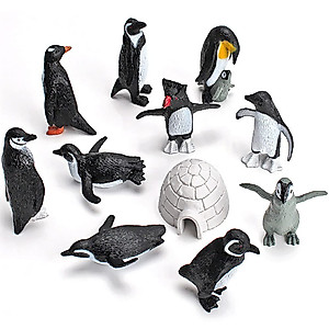 BLAPNK 11PCS Realistic Penguin Figurines, Miniature Antarctic Animal Penguin Figures Easter Eggs Cake Toppers Christmas Birthday Gift for Kids Toddlers