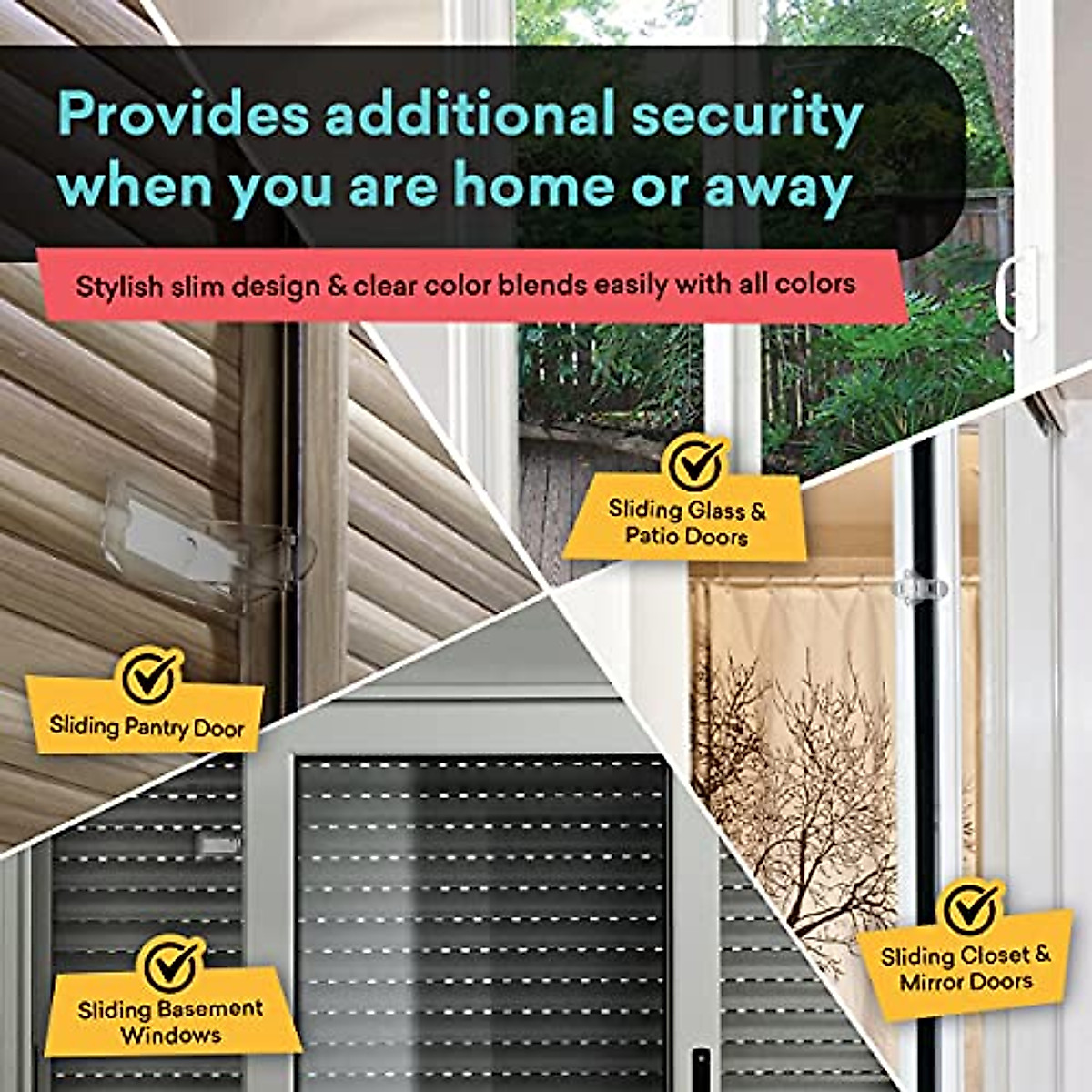 Sliding Door Child Lock - Baby Proof Closets, Glass Door, Windows, 2 Pack, Clear