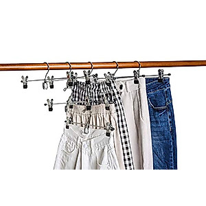 Amber Home 26 Pack Heavy Duty Add on Metal Pants Skirt Hangers, Stackable Add-on Metal Clothes Hangers with 2-Adjustable Clips, Cascading Clip Hangers Space Saving for Jeans, Slacks