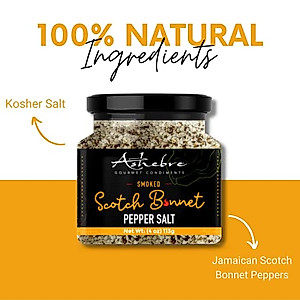 Ashebre Scotch Bonnet Pepper Salt, Gluten-Free, Delicious on Meat, Seafood, Chicken and Vegetables - Made with Jamaican Scotch Bonnet Peppers and Kosher Salt
