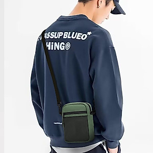 El-fmly Small Cross-body Sling Bags for Men Women, Mini Messenger Bag Shoulder Pouch for Daily Use (Navy Blue)