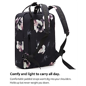 HotStyle BESTIE Floral Backpack, Stylish Bag for College Travel Work Everyday, Black