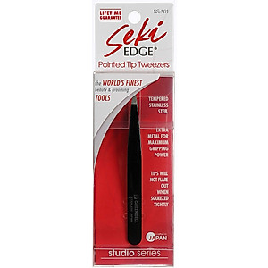 SEKI EDGE SS-501- Black Stainless Steel Point Tweezer