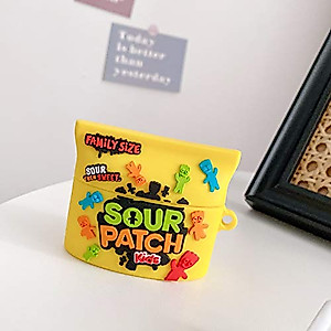 VARWANEO Case for Airpods Pro, Soft PVC 3D Cute Funny Fun Cartoon Food Drink Design Kawaii Airpods Cover Case with Keychain, Cool Cute Unique Cartoon for Kids Teens Boys Girls (Yellow Candy)