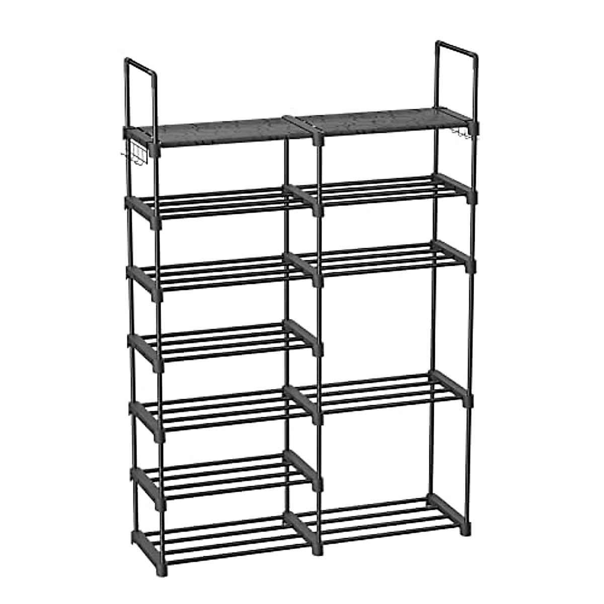 GIMTRR 7 Tiers Metal Shoe Rack, Large Capacity 24-30 Pairs Vertical Shoe Tower, Tall Shoe Storage Organizers, Narrow Shoe Shelf for Entryway, Closet, Garage