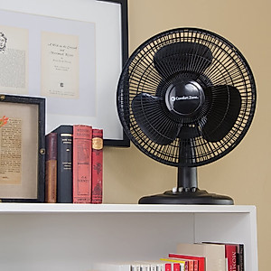 Comfort Zone CZ121BK 3-Speed 12-inch Oscillating Table Fan with Adjustable Tilt