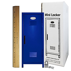 Mini Locker with Lock and Key Blue -10.75" Tall x 4.125" x 4.125"