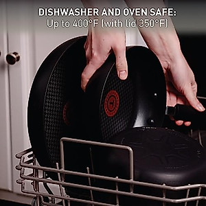 T-fal Ultimate Hard Anodized Nonstick Fry Pan with Lid 10 Inch Cookware, Pots and Pans, Dishwasher Safe Grey