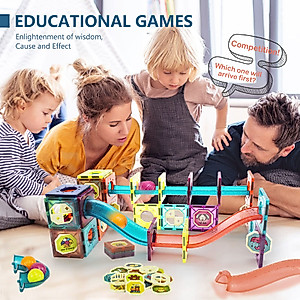 Magnetic Building Blocks Toys for Kids Ages 4-8-12 with Ball Track Educational STEM Toys Gifts for 5-7 6 8 10 Year Old Boys Girls 3D Developmental Stacking Toys Construction Set for Child and Adults
