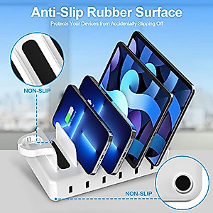 CREATIVE DESIGN Charging Station for Multiple Devices, 50W 6 Ports Charging Dock with 6 Cables Compatible with Cellphone,Tablet, Kindle, Apple Watch and Other Electronic