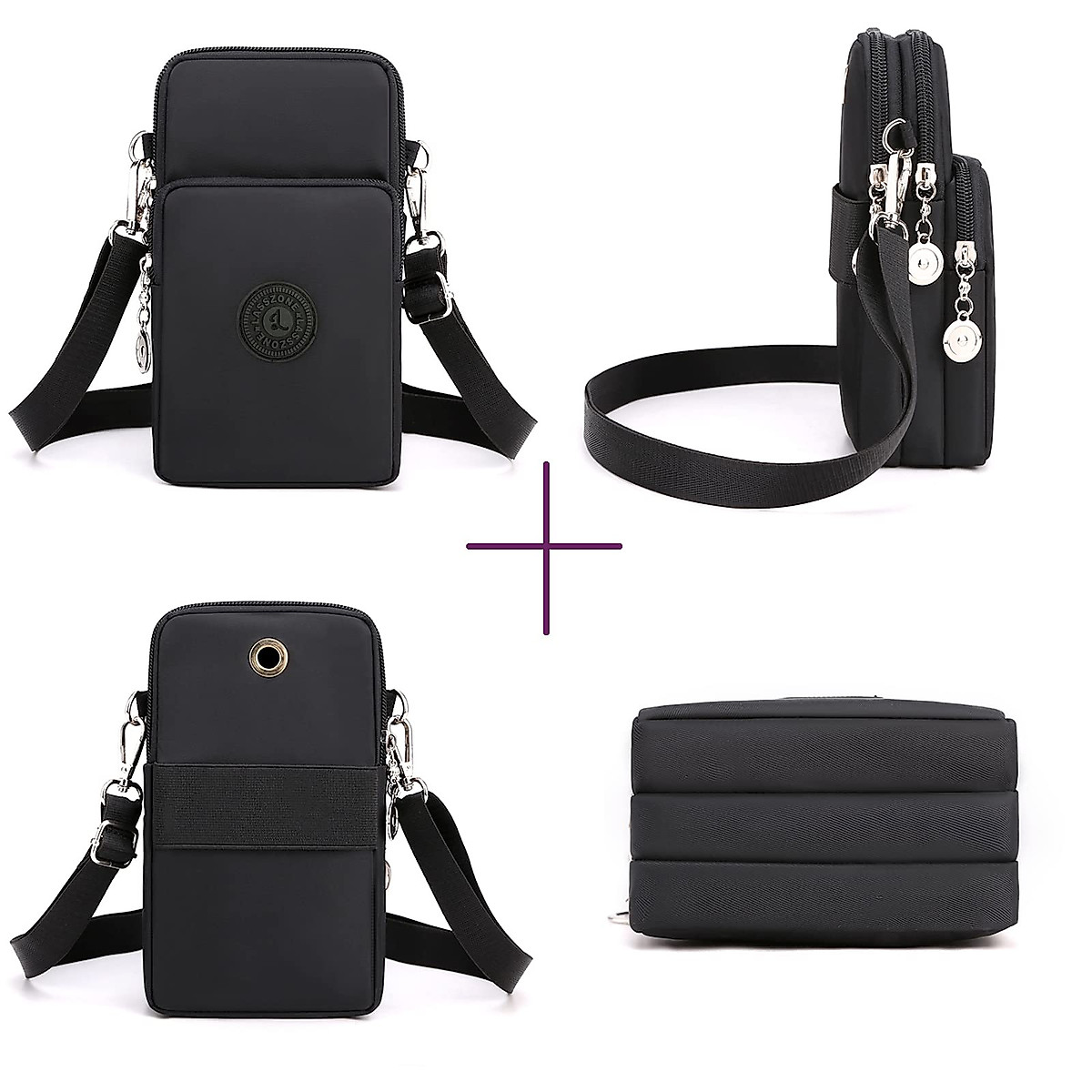 LassZone Women Crossbody Phone Bag Zipper Waterproof Nylon Wallet Cellphone Purse Ladies Shoulder Bag Wristlet Handbag