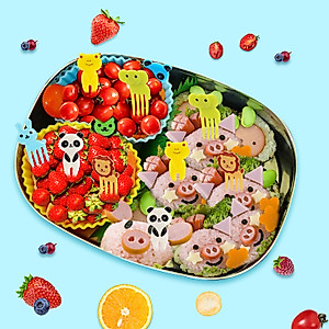 DGYJJZ Silicone Lunch Box Dividers Bento Box Accessories, Silicone Cupcake Liners with 10pcs Food Picks for Kids (30Pack)