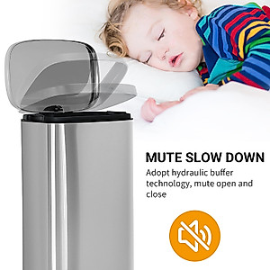 BLKMTY Trash Can Kitchen Trash Can with Lid for Office Bathroom Garbage Bin Step Trash Bin Pedal Trash Can Stainless Steel Garbage Can with Removable Inner Bucket Tall 10 Gallon/45L Rubbish Bin