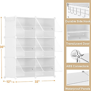 BASTUO Shoe Rack with Door, Plastic Enclosed Shoe Rack, Multi-Purpose Closed Shoe Rack, for Livingroom, Bedroom and Office (24 Pairs, White)