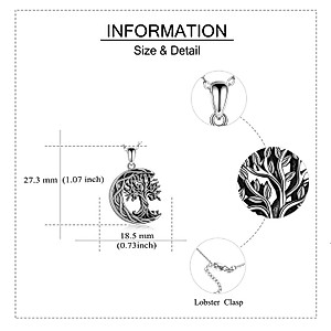 ONEFINITY Tree of Life Urn Necklaces for Ashes Sterling Silver Celtic Knot Moon Tree of Life Cremation Jewelry for Ashes Memory Jewelry for Women Men