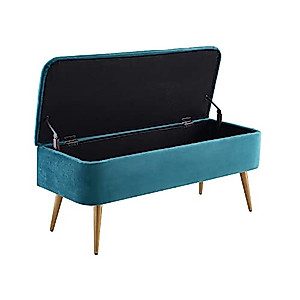 Ball & Cast Upholstered Bench, 42" W, Lake Blue