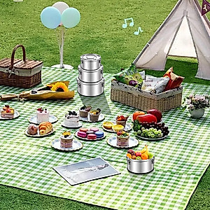 6 Pcs 304 Stainless Steel Food Storage Containers with Lid Bento Lunch Box Kimchi Containers Leak-Proof Reusable Flat Canister Food Box for Camping Trip Picnic Soup Salad,3 Size(22oz, 35oz, 54oz)