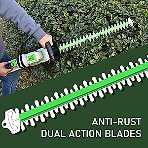 Cordless Hedge Trimmer Battery&Charger SOYUS 20V 2.0AH Electric Hedge Trimmer 22In Dual Action Blades 3/4’’ Cutting Capacity Bush Trimmer for Bush Shrub Branch