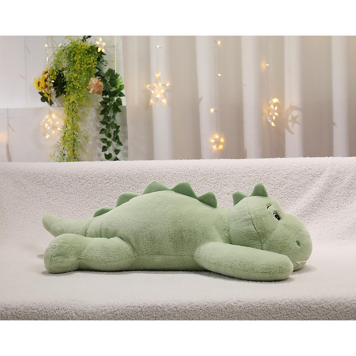 XMV 31 inch 5 lbs Dinosaur Weighted Stuffed Animals, Large Weighted Plush Animal, Cute Plush Toy Pillow, Soft Dino Plushie Gifts for Adults, Kids, Boys and Girls (Green)