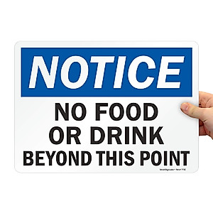SmartSign-S-1938-EU-14 "Notice - No Food or Drink Beyond this Point" Label | 10" x 14" Laminated Vinyl