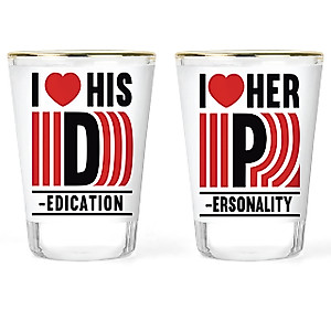 Anniversary Gift - Love His D Shot Glass - Love Her P Shot Glass- Funny Anniversary Gift - Funny Cute Couples Gift - Shot Glass Glass Set - Valentines Gift