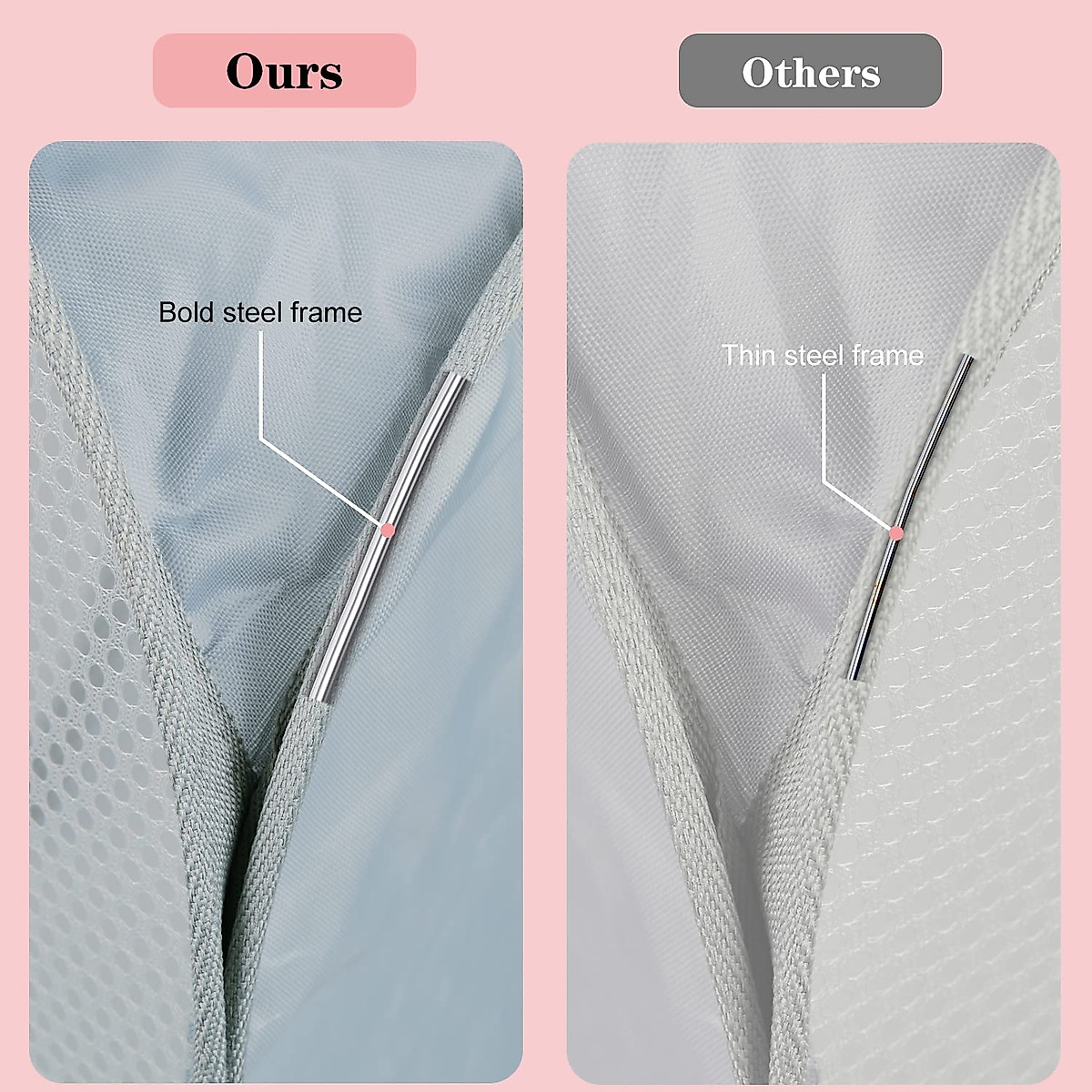 BYETIVE 2 PCS Mesh Laundry Hamper,Collapsible Laundry Baskets,75L Large Foldable Dirty Laundry Clothes Hamper Storage Basket Horizontal with Side Pocket&carry Handle for Home,Laundry,Travel grey