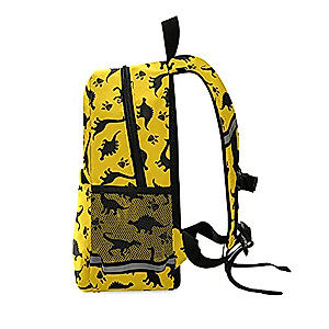 Yellow Dinosaur Kids Backpack, Toddlers Small Backpack School Bag Meal Travel Bags for Boys