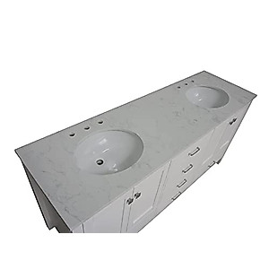 Kitchen Bath Collection Horizon 72-inch Double Bathroom Vanity (Engineered Carrara/White): Includes White Cabinet with Engineered Carrara Countertop and White Ceramic Sinks