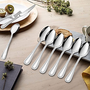 24PCS Forks and Spoons Silverware set, HaWare Stainless Steel Flatware with Pearled Edge for Home/Kitchen, Include 12 Dinner Forks(7.9 Inches) and 12 Dinner Spoons(7.9 Inches), Dishwasher Safe