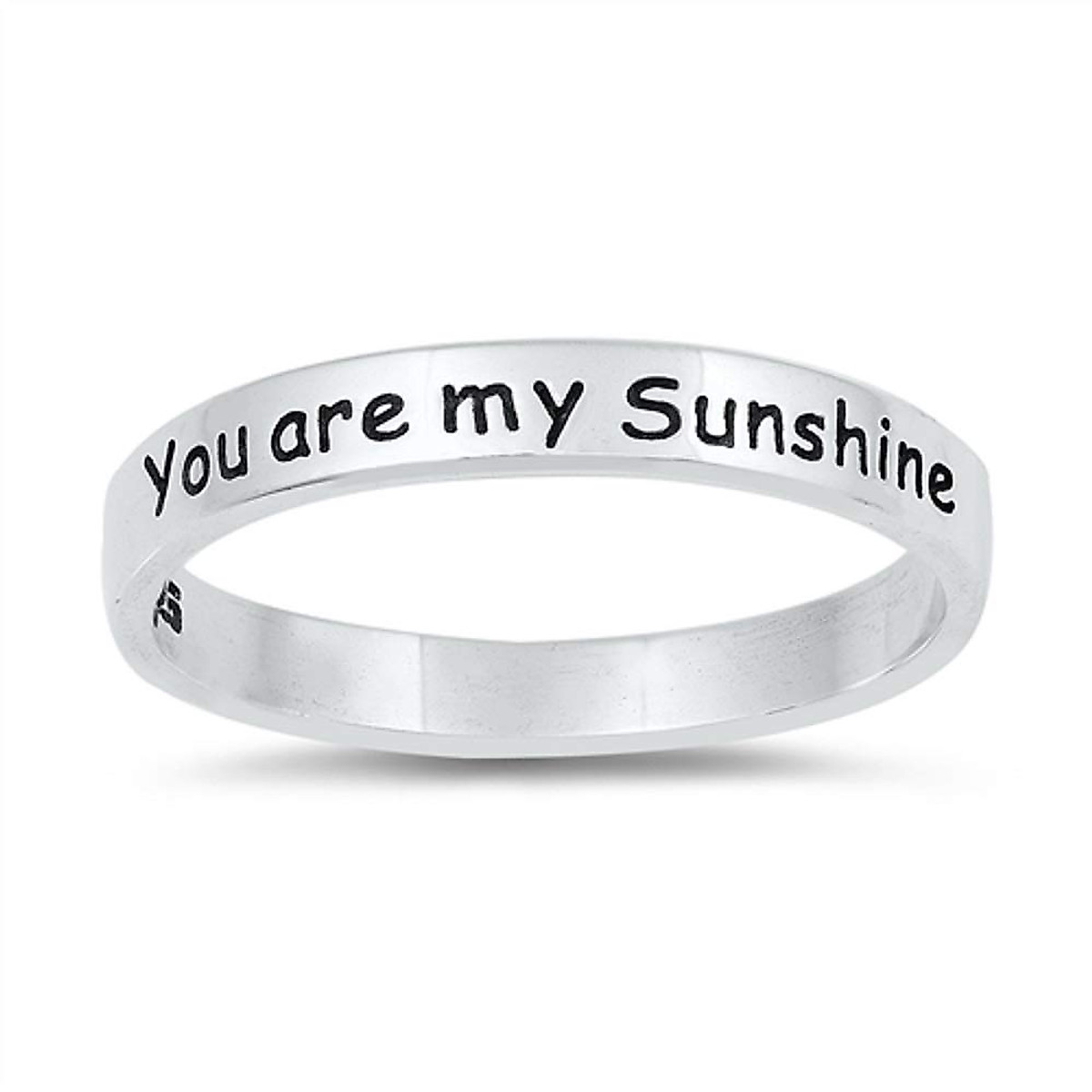 CloseoutWarehouse 925 Sterling Silver Oxidized You are My Sunshine Band Ring Size 4