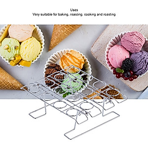Cupcake Cone Baking Rack, Ice Cream Cone Baking Rack 16 Cavity Stainless Steel Ice Cream Cone Holder Stand Metal Waffle Cones Holder Foldable Cake Decorating Pastry Tray for Baking, Cooling, Display