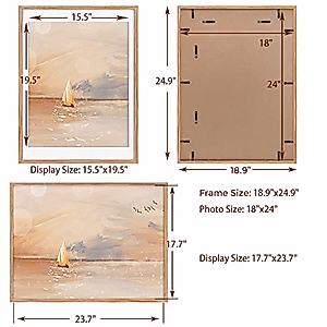 18x24 Picture Frame, 2 Pack 18 x 24 Wood Poster Frame, Solid Oak Wood Frame 18x24 Matted to 16x20, Wooden Frames 24x18, Large Art Frame 18x24