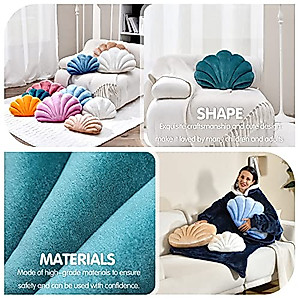Sioloc Shell Pillows,Seashell Shaped Throw Pillows Soft Velvet Insert Decorative Pillows for Bed Couch Living Sofa Room Decor Accent Throw Pillow(Coral,13 X 10 inches), Teal