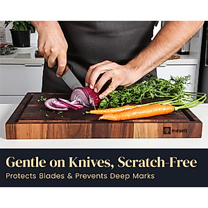 Mevell Walnut Wood Cutting Board for Kitchen, Reversible Wooden Chopping Board With Juice Grooves, Made in Canada (Walnut, 18x12x1.5)