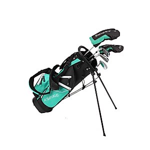 Aspire Golf Junior Plus Complete Golf Club Set for Children Kids - 5 Age Groups Boys & Girls - Right Hand (Green Ages 7-8)