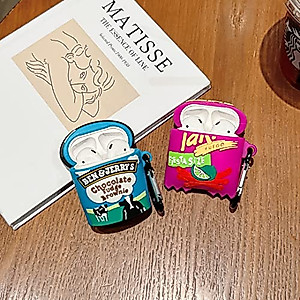 【2 Pack】 TYOROY 3D Cute Cow Icecream&Potato Chips Case for Airpod 2/1,3D Vivid Food Airpods 2 Case,Kids Teens Boys Girls Women Lovely Case with Keychain Kits for Airpod 1&2 Case