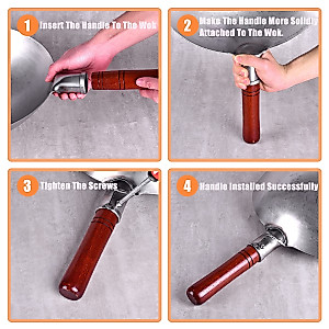 Teewe Carbon Steel Wok Traditional Hand Hammered Wok - 13.4” Chinese Wok Round Bottom Wok Pan Set with 8 Pcs Cookware Accessories