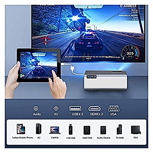 HHWKSJ Mini Projector 3600Lumens Portable LCD Projector Full HD 1080P Supported, Compatible with Smartphone, Games, Projector for Outdoor Movies