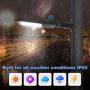 300W LED Parking Lot Light with Dusk to Dawn Photocell, 42000Lm 5700K Led Shoebox Pole Light Outdoor Commercial Street Area Lighting, 0-10V Dim - Direct Arm & Slip Fitter in One Mount (UL-Listed)